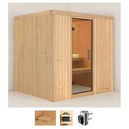 Sauna Karibu "Dima", beige (naturbelassen), Saunaofen, integrierte Steuerung, 3,6 kW, Saunen, Ofen 3,6 kW intgr. Strg