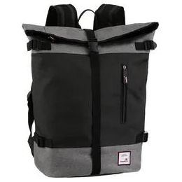Cityrucksack Kangaroos, Damen, Gr. B/H/T: 31cm x 53cm x 15cm, schwarz, Nylon, Rucks&auml;cke Cityrucksack, mit modischem Roll Top