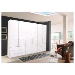 Faltt&uuml;renschrank Wiemann "Loft, Kleiderschrank, Schrank, W&auml;scheschrank, mit Glasfront", wei&szlig; (wei&szlig;, wei&szlig; glas), B:300cm H:216cm T:58cm, Schr&auml;nke, inkl. gep&auml;mpften Schubk&auml;sten und T&uuml;ren, mit Panorama&ouml;ffnung