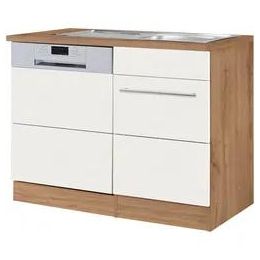 Sp&uuml;lenschrank KOCHSTATION "KS-Wien", wei&szlig; (wei&szlig;, wotaneiche), B:110cm H:85cm T:60cm, Holzwerkstoff, Schr&auml;nke, Sp&uuml;lenschrank, Breite 110 cm, inkl. M&ouml;belfront f&uuml;r teilintegrierbaren Geschirrsp&uuml;ler