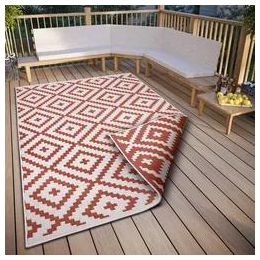 Teppich OTTO HOME "Ronda Wendeteppich", orange (terra, creme), B:160cm H:5mm L:230cm, Kunstfaser, Teppiche, Teppich, Sisal-Optik, Flachgewebe, In- und Outdoor, geometrisches Boho Design