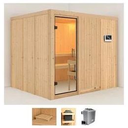 Sauna Karibu "Gitte", beige (naturbelassen), Saunaofen, externe Steuerung, 9 kW, Saunen, Ofen 9 KW externe Strg easy