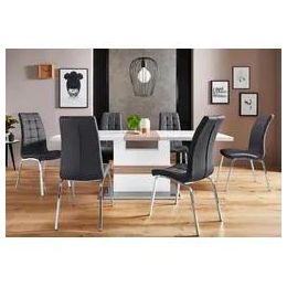 Essgruppe OTTO HOME "Perez/Lila", schwarz-wei&szlig; (wei&szlig; hochglanz, schwarz), Sitzm&ouml;bel-Sets, Essgruppe, mit 4 St&uuml;hlen, Tisch ausziehbar, Breite 160-200 cm