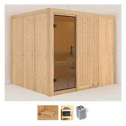 Sauna Karibu "Gitte", beige (naturbelassen), Saunaofen, integrierte Steuerung, 9 kW, Saunen, Ofen 9 kW integr. Strg