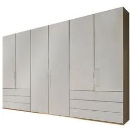 Faltt&uuml;renschrank Wiemann "Loft, Kleiderschrank, Schrank, W&auml;scheschrank, mit Glasfront", beige (bianco, eiche, nachbildung, champagner glas), B:300cm H:216cm T:58cm, Schr&auml;nke, inkl. gep&auml;mpften Schubk&auml;sten und T&uuml;ren, mit Panorama&ouml;ffnung