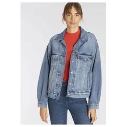 Levi's Jeansjacke LEVI'S "90S TRUCKER", Damen, Gr. S (34), blau (mittelblau), Denim/Jeans, Obermaterial: 79% Baumwolle, 21% Lyocell, used, figurumspielend h&uuml;ftlang, Manschette, Jacken Jeansjacke, mit Umlegekragen