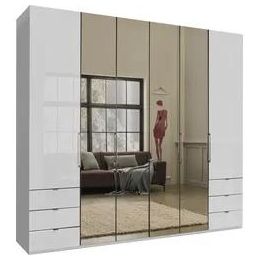 Faltt&uuml;renschrank Wiemann "Kansas, Kleiderschrank, Schrank, W&auml;scheschrank, mit Glas und Spiegel", wei&szlig; (wei&szlig;, wei&szlig;glas und spiegel), B:250cm H:217cm T:58cm, Schr&auml;nke, Dreht&uuml;renschrank, inkl. gep&auml;mpften Schubk&auml;sten und T&uuml;ren, mit Panorama&ouml;ffnung