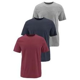 MAN'S WORLD T-Shirt MAN'S WORLD "neue Farben", Herren, Gr. 64 (3XL), bunt (rot, marine, grau, meliert), Single Jersey, Obermaterial: 100% Baumwolle. Obermaterial Melange: 90% Baumwolle, 10% Viskose, meliert, unifarben, Basic, normal, Rundhals, normaler Saum, Shirts T-Shirt, Kurzarm, unifarben, Rundhals, aus Baumwolle, Topseller