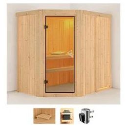 Sauna Karibu "Swantje", beige (naturbelassen), Saunaofen, integrierte Steuerung, 3,6 kW, Saunen, Ofen 3,6 kW intgr. Strg