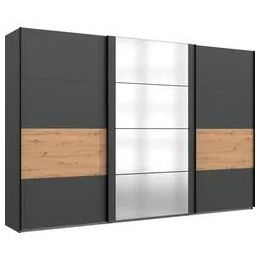 Schwebet&uuml;renschrank wimex "Barmbek Schlafzimmerschrank Garderobenschrank", braun (graphit, artisan eiche nachbildung, spiegel), B:360cm H:236cm T:64cm, Holzwerkstoff, Schr&auml;nke, Schwebet&uuml;renschrank, Kleiderschrank mit 2 Stoffboxen und 2 zus&auml;tzlichen B&ouml;den, Spiegelt&uuml;r