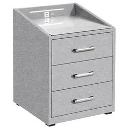 Nachtkonsole ED EXCITING DESIGN "Moon", grau (hellgrau, 90 silber), B:47cm H:61cm T:46cm, Sideboards, Nachtkonsole, mit LED-Beleuchtung und USB-Anschluss & USB-C-Anschluss