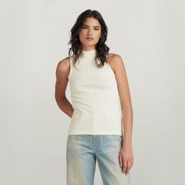 G-Star Raw Ripptanktop G-STAR "Open back mock slim t sl wmn", Damen, Gr. XS (34), wei&szlig; (antique wei&szlig;), Feinripp, Obermaterial: 96% Baumwolle, 4% Elasthan, unifarben, slim fit, Tops Ripptanktop, mit Cut-Out Detail am R&uuml;cken