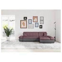 Ecksofa DOMO collection "Moric, L-Form, XXL-Sofa - Breite 300cm, viel Platz, auch in Cord", bunt (beere), B:300cm H:80cm T:172cm, Kunstleder SOFTLUX / Struktur (90% Polyester/ 10% Polyacryl);Microfaser PRIMABELLE (100% Polyester)/ Struktur (90% Polyester/ 10% Polyacryl), Sofas, Ecksofa, wahlweise mit Bettfunktion und Armteilverstellung, grau-beere, Topseller