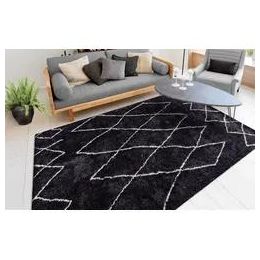 Hochflor-Teppich Calo-deluxe "Elvar-4000" Gr. 3, grau (anthrazit), B:120cm H:27mm L:170cm, Kunstfaser, Teppiche, besonders weich durch Microfaser, Wohnzimmer