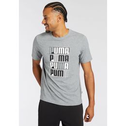 T-Shirt Puma "ESS+ LOGO LAB TEE", Herren, Gr. M, grau (medium gray heather), Jersey, Obermaterial: 100% Baumwolle, unifarben, regular fit normal, Rundhals, Shirts T-Shirt, sportlicher Stil, Kurzarmdesign, Rundhalsausschnitt, aus Baumwolle
