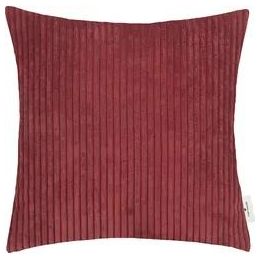 Dekokissen Tom Tailor HOME "Big Corduroy", rot (rot, dunkelrot, bordeaux, unifarben), B:45cm L:45cm, Polyester, Dekokissen_Sitzkissen_Kissenh&uuml;llen, mit effektvollem Rei&szlig;verschluss, Kissenh&uuml;lle ohne F&uuml;llung, 1 St&uuml;ck