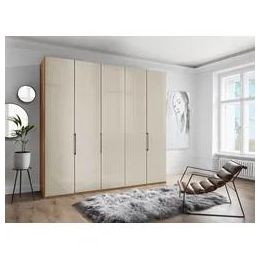 Faltt&uuml;renschrank Wiemann "Monaco", braun (bianco, eiche, nachbildung, glas champagner), B:246,3cm H:236cm T:58cm, Floatglas, Holzwerkstoff, Schr&auml;nke, Kleiderschrank Dreht&uuml;renschrank, mit Glasfront sowie hochwertige Beschl&auml;ge