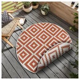 Teppich OTTO HOME "Ronda Wendeteppich", orange (terra, creme), H:5mm &Oslash;:200cm, Kunstfaser, Teppiche, Teppich, Sisal-Optik, Flachgewebe, In- und Outdoor, geometrisches Boho Design