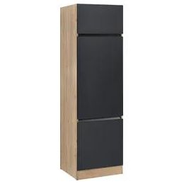 Seitenschrank Optifit "Roth", schwarz (anthrazit, wildeichefarben), B:60cm H:206,8cm T:57,1cm, Schr&auml;nke, Seitenschrank, Breite 60 cm