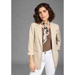 Longblazer Laura Scott, Damen, Gr. 40, beige, Web, Obermaterial: 90% Polyester, 10% Elasthan. Futter: 100% Polyester, unifarben, figurumspielend, Blazer Longblazer, mit Knopf am &Auml;rmel