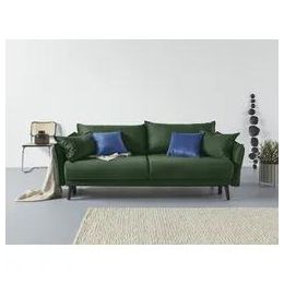 Schlafsofa Collection AB "Asra, B: 228 cm, Liegel. 145x192 cm", gr&uuml;n (flaschengr&uuml;n, olivegr&uuml;n), B:228cm H:95cm T:104cm, 100% Polyester, Sofas, Schlafsofa, Bettfunktion, Bettkasten, Taschen & 2 Zierkissen, Federkern