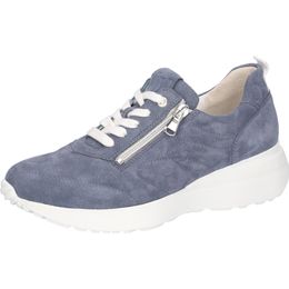Waldl&auml;ufer Keilsneaker WALDL&Auml;UFER "G-JESSY", Damen, Gr. 5,5 (38,5), jeansblau, Veloursleder, unifarben, Schuhe Keilsneaker, Freizeitschuh, Halbschuh, Schn&uuml;rschuh in Bequemweite G (= weit)