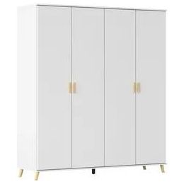 Kleiderschrank Rauch "Ottos Choice Skandi Kinderzimmer Schlafzimmerschrank FALUN", wei&szlig; (alpinwei&szlig;), B:182cm H:203cm T:53cm, Holzwerkstoff, Schr&auml;nke, Kleiderschrank, im modernen Skandi-Look, F&uuml;&szlig;e/Griffe Eiche massiv MADE IN GERMANY