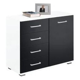 Kombikommode Priess "Barcelona mit 4 Schubk&auml;sten und T&uuml;r in 6 Farben", schwarz-wei&szlig; (wei&szlig;, schwarz), B:82cm H:71cm T:38cm, Holzwerkstoff, Sideboards, Kombikommode