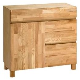 Badkommode Home Affaire "Kaika", braun (eichefarben, eiche massiv), B:80cm H:79cm T:35cm, Sideboards, Breite 80 cm