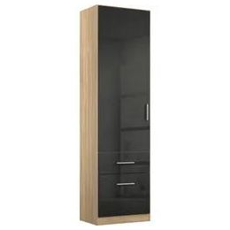 Dreht&uuml;renschrank Rauch "Kleiderschrank Schrank Garderobe Schlafzimmerschrank CELLE", grau (eiche sonoma, hochglanz effektgrau, griffe alu), B:47cm H:197cm T:54cm, Holzwerkstoff, Schr&auml;nke, Dreht&uuml;renschrank, in 4 Breiten und 2 H&ouml;hen, optional mit Schubk&auml;sten MADE IN GERMANY