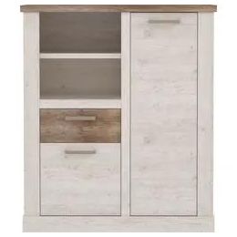 Highboard FORTE "Duro", wei&szlig; (pinie wei&szlig;, eiche antik), B:109,8cm H:128,3cm T:41,3cm, FSC-zertifizierter Holzwerkstoff, Sideboards, Highboard, Mehrzweckschrank mit T&uuml;ren & Schublade, Landhausstil, Breite 109,8 cm