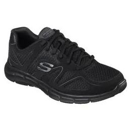 Sneaker Skechers "VERSE-FLASH POINT", Herren, Gr. 42, schwarz, Leder, Textil, Schuhe Sneaker, Freizeitschuh, Halbschuh, Schn&uuml;rschuh mit Memory Foam-Ausstattung