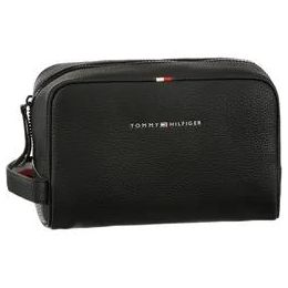 Kosmetiktasche Tommy Hilfiger "ESSENTIAL PU WASHBAG", Gr. B/H/T: 27cm x 15cm x 11cm, schwarz, Lederimitat, Taschen Kosmetiktasche, in schlichter Optik