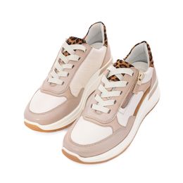 Keilsneaker Ara "GARDA", Damen, Gr. 4,5 (37,5), creme, beige, leo, Glattleder, Textil, Veloursleder, kontrastfarbene Details, Schuhe Keilsneaker, Plateausneaker, Keilsneaker mit Wechselfu&szlig;bett in H-Weite