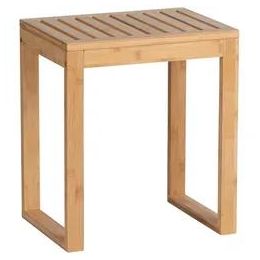Hocker Wenko "Bambusa", beige (natur), B:40cm H:30cm T:46cm, Hocker, Badhocker Sitzhocker, BxTxH: 40x46x30 cm