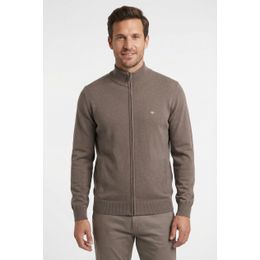 Strickjacke Fynch-Hatton, Herren, Gr. S (46/48), braun (earth), Strick, Obermaterial: 100% Baumwolle, unifarben, bequem h&uuml;ftbedeckend, Rundhals, eingesetzt B&uuml;ndchen, Strickjacken Strickjacke, bequeme Passform, mit Stehkragen, mit Eingrifftaschen