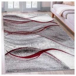 Teppich OTTO HOME "Tritom" Gr. 2, rot, B:80cm H:9mm L:150cm, Kunstfaser, Teppiche, Teppich, mit besonders weichem Flor, Kurzflor, modernes Wellen Muster