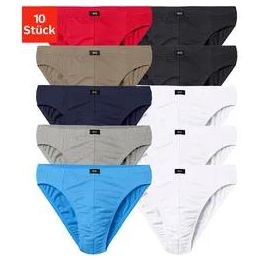 H.I.S. Slip H.I.S "M&auml;nner Unterhose", Herren, Gr. 4 (S), 10 Stk., bunt (rot, blau, marine, khaki, grau, meliert, wei&szlig;, schwarz), Jersey, Obermaterial: 95% Baumwolle, 5% Elasthan, unifarben, k&ouml;rpernah, Unterhosen Slip, in Unifarben, Topseller