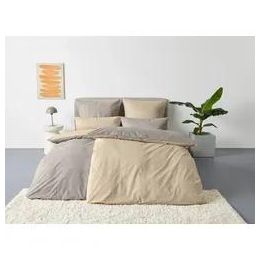 Wendebettw&auml;sche Bruno Banani "Merlin in Gr. 135x200 oder 155x220 cm", beige (beige, grau), B/L: 135cm x 200cm, 1 Stk., 1 Stk., Linon, B/L: 80cm x 80cm, 2 Stk., Linon, Obermaterial: 100% Baumwolle, Bettw&auml;sche, Wendebettw&auml;sche, Baumwollbettw&auml;sche, Leinen-Look in Melange-Optik