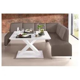 Eckbank exxpo - SOFA FASHION "Intenso, viele Bezugsstoffe Cord, Leder, Struktur 244/157 cm (B/T)", grau (taupe), B:244cm H:91cm T:157cm, NaturLeder;Strukturstoff (Zusammensetzung: Polyester 100%);Luxus-Microfaser (Zusammensetzung: Aufgeflockte 100% Polyester Schicht mit Pr&auml;gung);Cord (Zusammensetzung: Polyester 100%), Sitzb&auml;nke, Eckbank, hohe Bodenfreiheit, frei im Raum stellbar, hoher Sitzkomfort