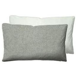Kissenbezug Biberna "Hermal Flanell mit Rei&szlig;verschluss, Melange-Optik, Wendekissenbezug", grau (sturmgrau), B:40cm L:60cm, Flanell, Obermaterial: 100% Baumwolle, Kissenbez&uuml;ge, Kissenbezug, Feinflanell, Made in Germany zertifiziert, kuschelig weich, mit Paspel