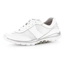 Gabor Sneaker ROLLINGSOFT, Damen, Gr. 42, wei&szlig;, Leder, Textil, unifarben, Schuhe Sneaker, mit sportlichem Mesheinsatz, Freizeitschuh, Halbschuh, Schn&uuml;rschuh, Topseller
