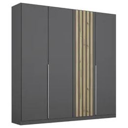 Dreht&uuml;renschrank Rauch "Kleiderschrank Schrank Garderobe Breiten 181/226/271 cm LAMELLA", grau (graumetallic, eiche artisan), B:181cm H:210cm T:54cm, Holzwerkstoff, Schr&auml;nke, Dreht&uuml;renschrank, elegante Lamellen-Auflage in 3D Akustikpaneel Optik MADE IN GERMANY