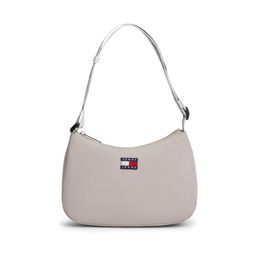 Schultertasche Tommy Jeans "TJW ESS DAILY SHOULDER BAG", Damen, Gr. B/H/T: 25cm x 18cm x 8cm, taupe, Textil, Taschen Schultertasche, Damen Umh&auml;ngetasche, Handtasche, Tragetasche mit Logo-Aufn&auml;her