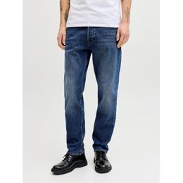 Jack & Jones Tapered-fit-Jeans JACK & JONES "JJIMIKE JJORIGINAL ST 171 NOOS", Herren, Gr. 30, L&auml;nge 34, blau denim, Denim/Jeans, Obermaterial: 69% Baumwolle, 29% Polyester, 2% Elasthan, Abriebeffekte, gerade, unten schmal lang, Jeans Tapered-fit-Jeans, Baumwollmischung, comfort fit