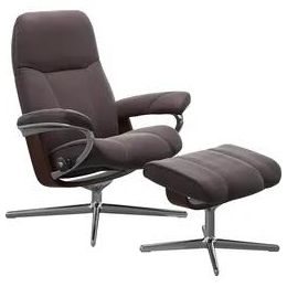 Relaxsessel stressless "Consul", rot (bordeaux paloma), B:91cm H:102cm T:79cm, Sessel, Relaxsessel, mit Cross Base, Gr&ouml;&szlig;e S, M & L, Holzakzent Braun