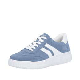 Sneaker Remonte, Damen, Gr. 38, jeansblau, wei&szlig;, Lederimitat, Veloursleder, Schuhe Sneaker, Schn&uuml;rschuh, Halbschuh, Freizeitschuh mit Lite&acute; n Soft-Ausstattung