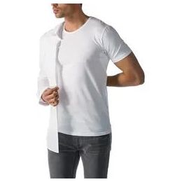 Unterziehshirt Mey "Dry Cotton Functional", Herren, Gr. 5M, N-Gr, wei&szlig;, Single Jersey, Obermaterial: 57% Baumwolle, 38% Polyester, 5% Elasthan. Einsatz: 87% Polyester, 8% Elasthan, 5% Polyamid, unifarben, k&ouml;rpernah, Rundhals, Unterhemden, Kurzarm, Rundhals-Ausschnitt, Single Jersey, mit extra-langem R&uuml;cken