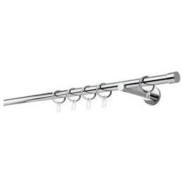 Gardinenstange mydeco "20mm Cap Wandtr&auml;ger 12 cm", grau (chromfarben), L:200cm, Gardinenstangen