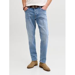 Jack & Jones Tapered-fit-Jeans JACK & JONES "JJIMIKE JJORIGINAL ST 171 NOOS", Herren, Gr. 34, L&auml;nge 32, blau denim, Denim/Jeans, Obermaterial: 69% Baumwolle, 29% Polyester, 2% Elasthan, Abriebeffekte, gerade, unten schmal lang, Jeans Tapered-fit-Jeans, Baumwollmischung, comfort fit
